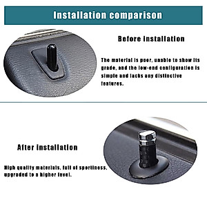 UGSHY 4 PCS Carbon Fiber Auto Door Lock Pin Cover, Door Bolt Decorative Modification Cover, Interior Vehicle Door Pull Pins, Car Lock Knobs Pin Stick, Universal for Most Cars (Black)