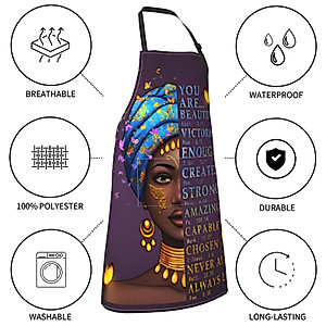 IAGM Aprons for Women with Pockets African Art Apron Afro Black Women Kitchen Aprons Adjustable Neck For Women Chef Bbq Cooking Gardening Home Waterproof Oil Proof 33x28inch