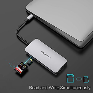 LENTION USB C Hub with 4K HDMI, VGA, SD/Micro SD Card Reader, 3 USB 3.0, Type C Charging Adapter Compatible 2022-2016 MacBook Pro, New Mac Air/Surface, Chromebook, More (CB-CE55, Space Gray)