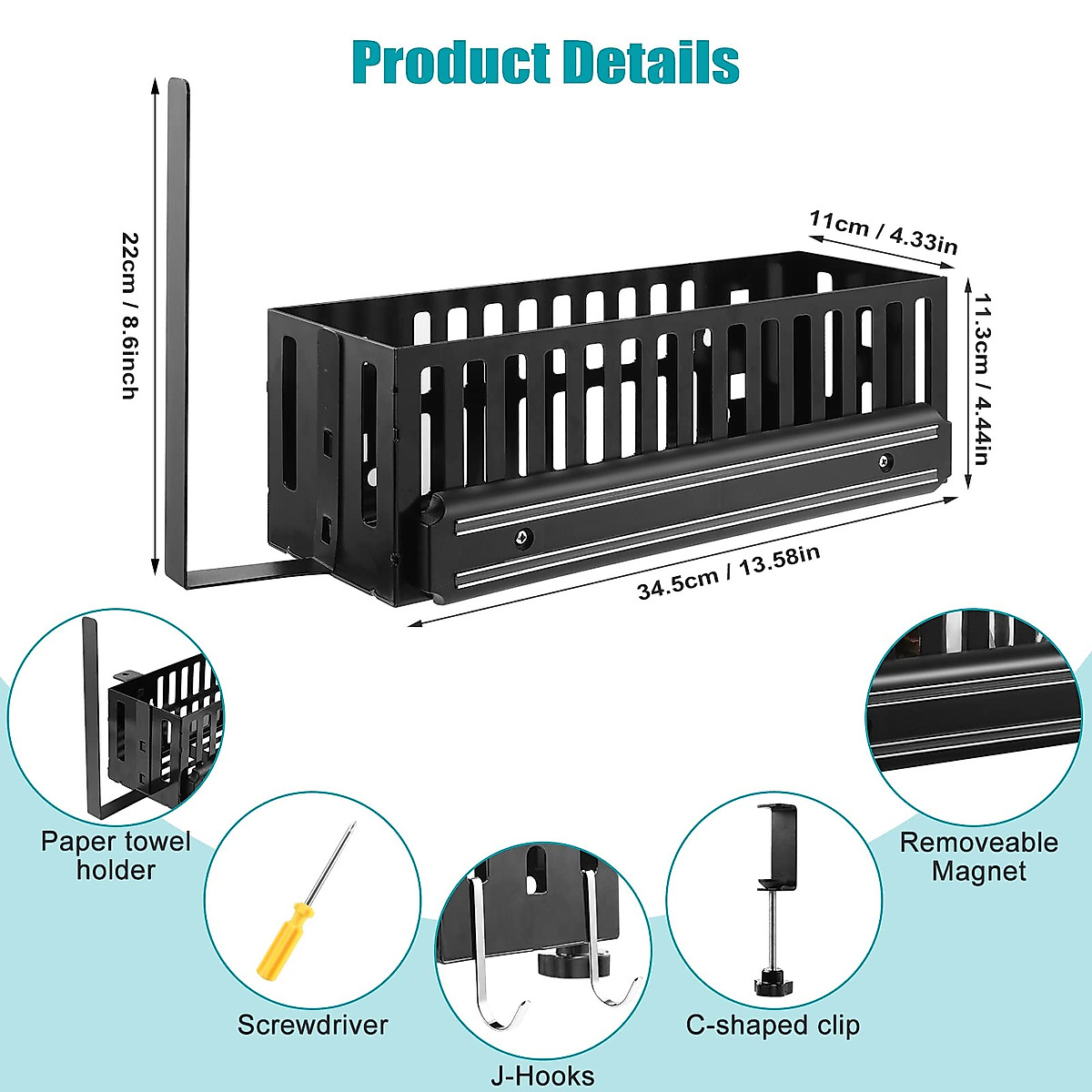 HEATCHEER Griddle Caddy for 28"/36" Blackstone Griddles with Magnetic Tool Holder, No Drilling Space Saving Grill Accessories with Paper Towel Holder, Blackstone Griddle Accessories Caddy for Outdoor