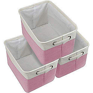 Sorbus Fabric Storage Cubes 15 Inch - Big Sturdy Collapsible Storage Bins with Dual Handles - Foldable Baskets for Organizing -Decorative Storage Baskets for Shelves | Home & Office Use -3 Pack| Pink