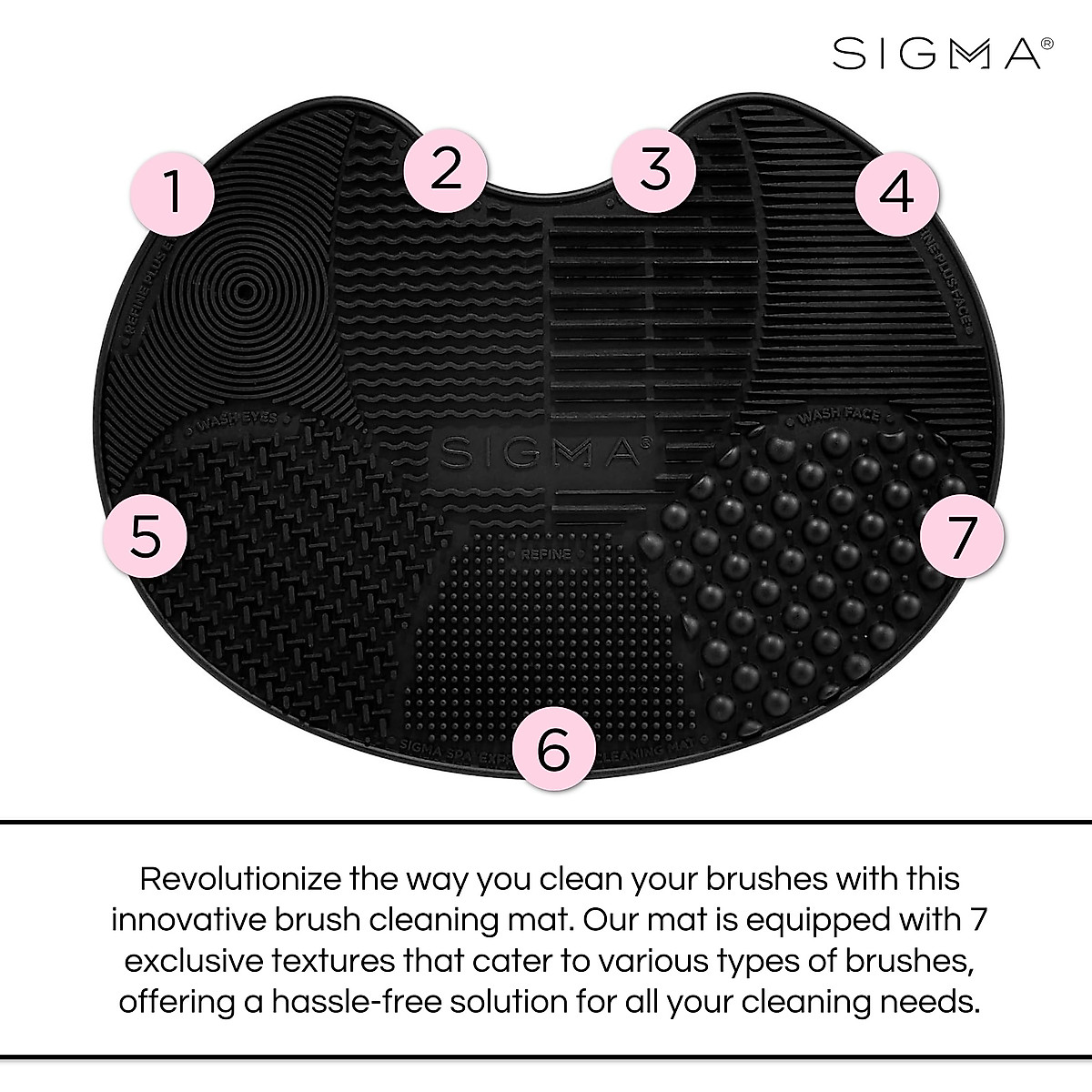 Sigma Beauty Makeup Brush Cleaner Mat – Sigma Spa Express Silicone Makeup Brush Cleaning Mat with Suction Cups for Cleaning Makeup Brushes, Compact Design Fit for Any Travel Makeup Kit (Black)