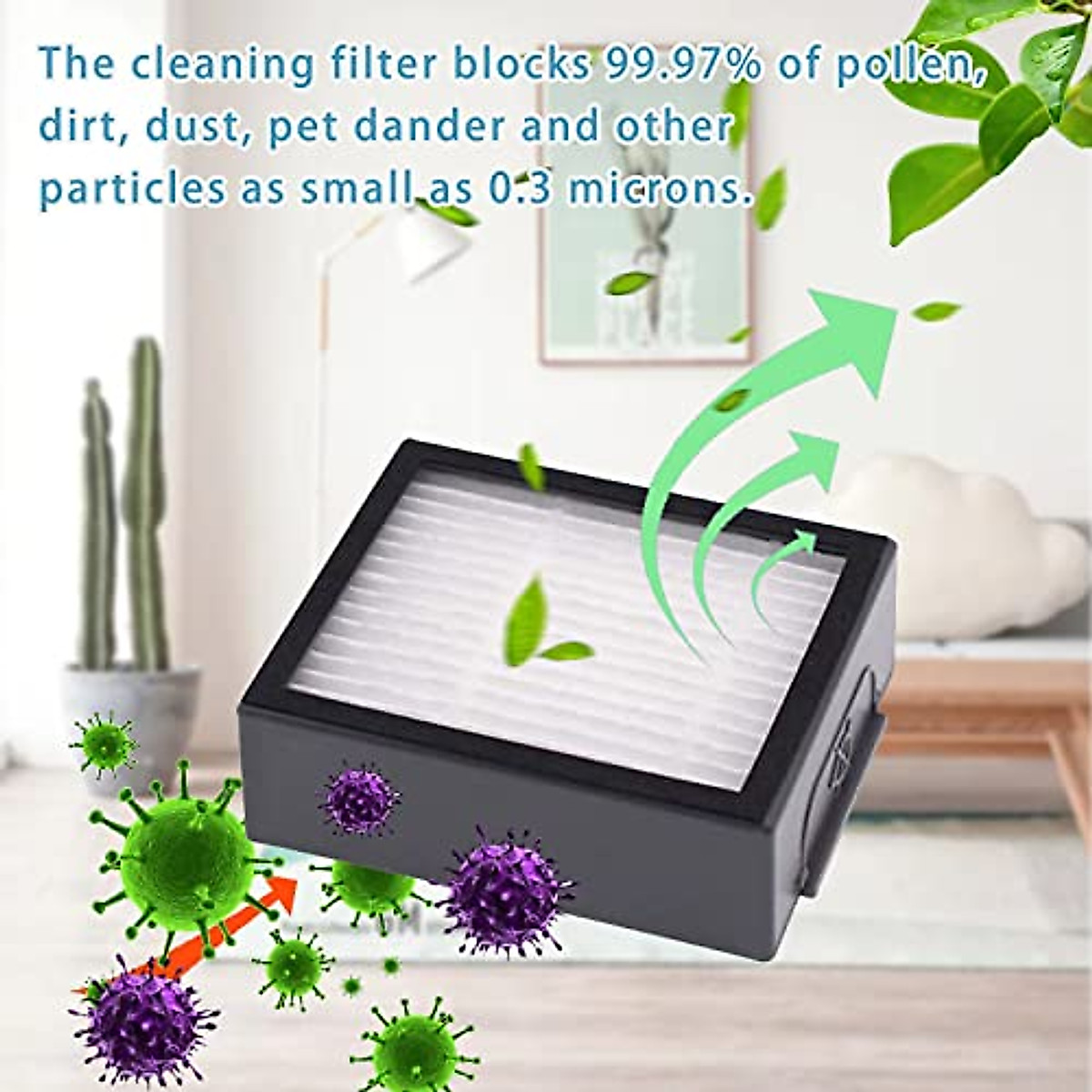 Replacement Parts and Accessories are Compatible with iRobot Roomba i3+i4 i6+i7 i7+i8 i8+/Plus E5 E6 E7 I, E&J Series 1 Set of Multi Surface Rubber Brushes 4 High-Efficiency Filters 4 Side Brushes…