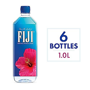 FIJI Natural Artesian Bottled Water 1 Liter / 33.8 Fl Ounce (Pack of 6)