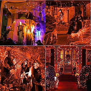 Vanthylit Halloween Decorations, 81.7Ft 200LT Halloween String Lights with Music Sync Spooky Sounds Lighted Halloween Fairy Lights for Indoor and Outdoor Patio Lawn Garden (Orange)