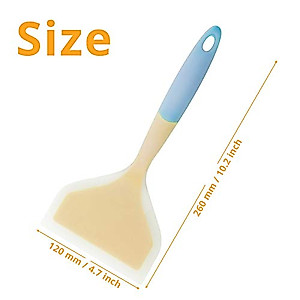 KUFUNG Silicone Spatula Pancakes Shovel Omelette Spatula Turner for Eggs Fish Pancake Pizza and Steak Wide Soft Pizza Shovel Non-Stick Heat-Resistant Kitchen Fried Shovel (Large, Yellow & Blue)
