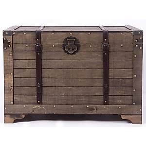 Vintiquewise Old Fashioned Large Natural Wood Storage Trunk and Coffee Table