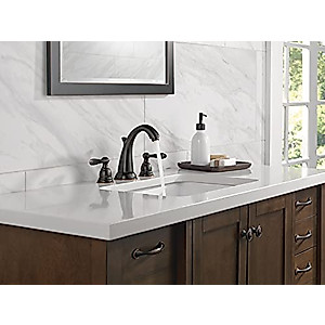 Delta Faucet Windemere Widespread Bathroom Faucet Oil Rubbed Bronze, Bathroom Faucet 3 Hole, Metal Drain Assembly, Oil Rubbed Bronze B3596LF-OB