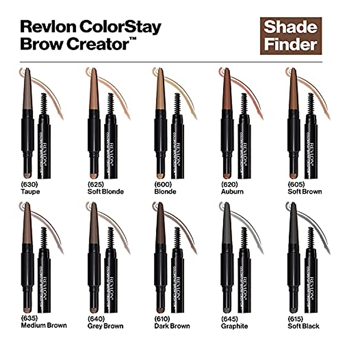 Eyebrow Pencil & Powder by Revlon, ColorStay Brow Creator 2-in-1 Eye Makeup with Spoolie, Longwearing with Precision Tip, 610 Dark Brown, 0.23 Oz