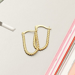 LeCalla 925 Sterling Silver 14K Gold Plated Hoop Earrings for Women Hypoallergenic U-Shape Earring Hoops for Women