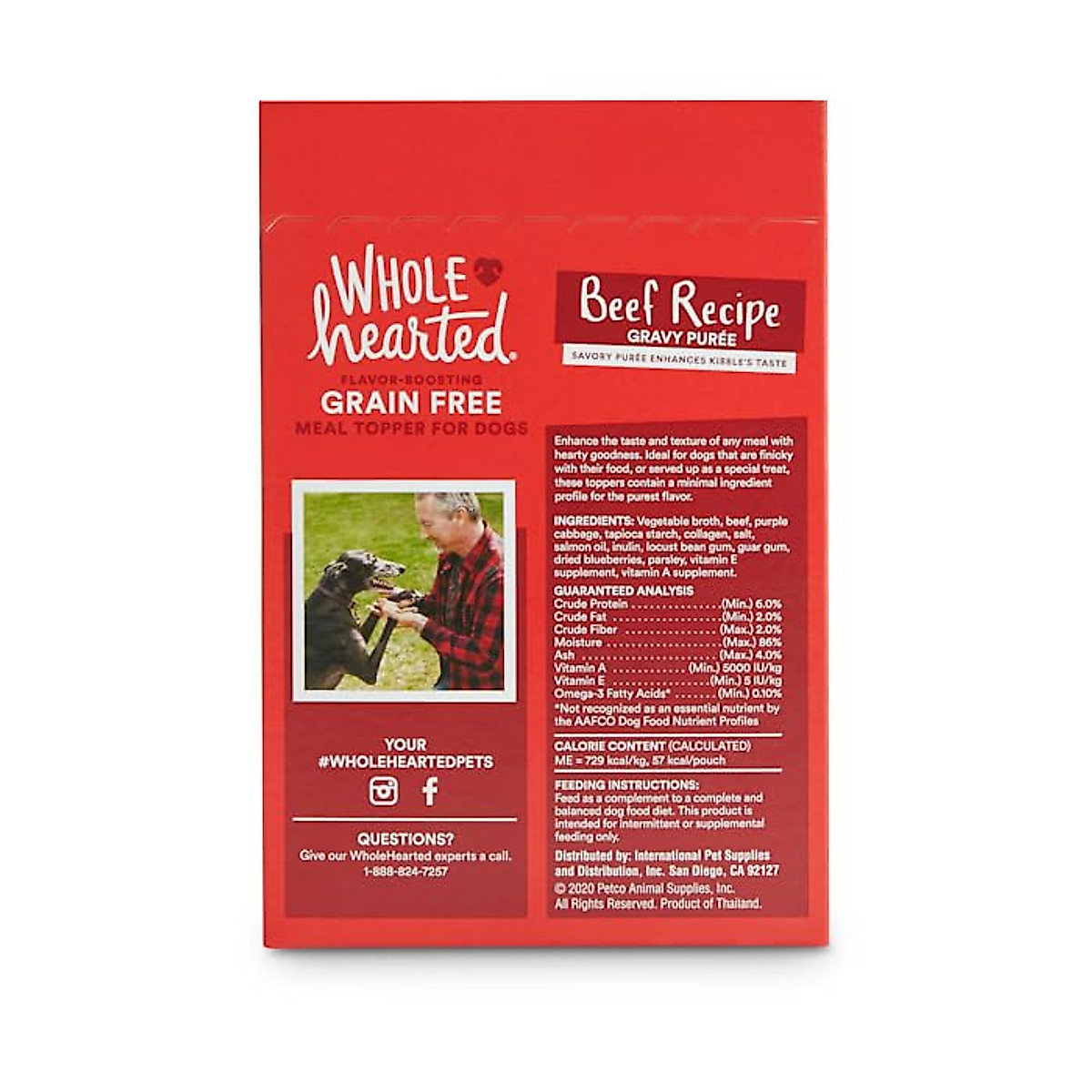 WholeHearted Grain-Free Beef Recipe Gravy Puree Wet Dog Meal Topper, 2.8 oz., Case of 6
