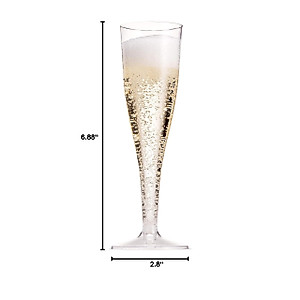 Munfix 100 Pack Plastic Champagne Flutes 5 Oz Clear Plastic Toasting Glasses Disposable Wedding Thanksgiving Party Cocktail Cups