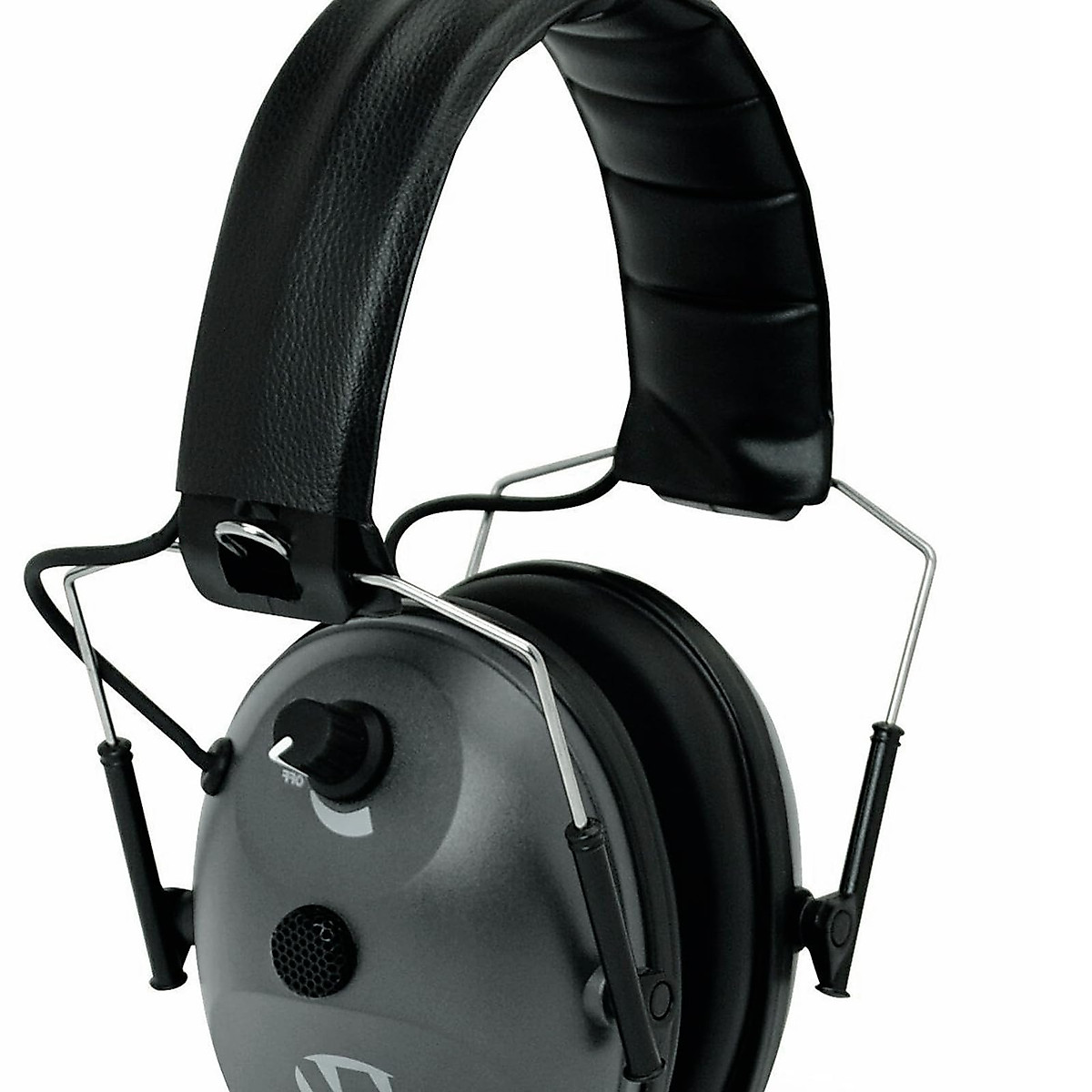 WALKER'S Single Mic Compact Folding Sound-Enhancing Hunting Gun Range Shooting Hearing Protection Electronic Muff with Comfort Headband, 2 AAA Batteries Included