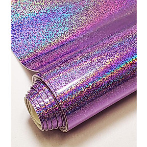 Glossy Faux Leather Vinyl Upholstery Crafting, Sewing, Fashion Leatherettes, Bags, Purses, Hats, Accessories/Sold by Half Yard Piece / 18"W x 54"L/FABRIC EMPIRE (Small Sparkle Hologram, Light Purple)