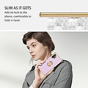 DUEDUE for Samsung Galaxy Note 10 Plus Case with Ring Holder Kickstand 360 Degree Rotation Magnetic Car Finger Slim Cover Shockproof Protective Phone Case for Samsung Note 10 Plus, Light Purple