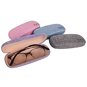Baitaihem 4 Pack Hard Shell Eyeglasses Case Portable Hard Spectacle Case with Protector Pouch Bag