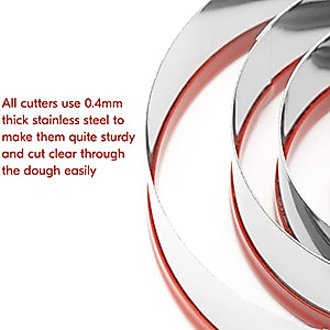 3Pcs Round Cookie Cutters 3", 4", 5", Circle Biscuit Cutter, Large Cookie Cutters, Small Cake Cutter, Dough Cutter, Unique Design with Protective Red Top PVC