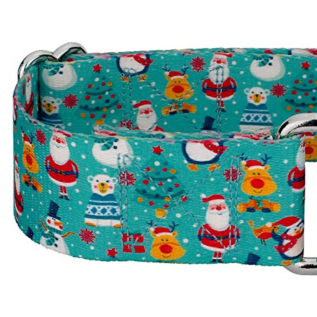Country Brook Design - Santa and Friends Christmas Dog Collar with 11 Festive Patterns - 1 1/2 Inch Martingale Collection (1 1/2 Inch, Large)