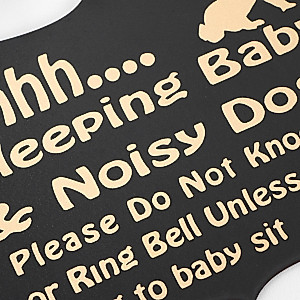WINOMO Shhh Sleeping Baby Door Sign Do Not Disturb Sign Baby Room Hanging Wooden Decorative (Black)