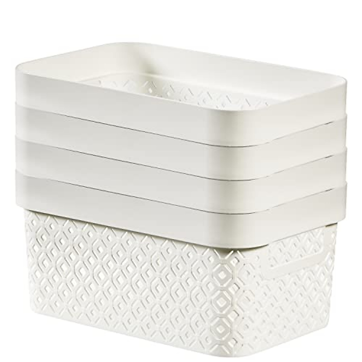Curver Terrazzo x4 Small Rectangular Storage Basket 4.5L - White