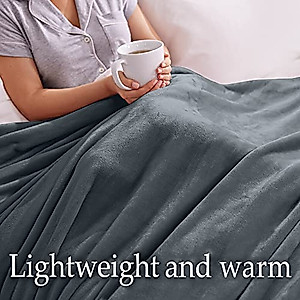 lalaLOOM Luxurious Soft Fleece Bed or Throw Blanket, Queen 90x90 Warm Velvet Plush Blankets, Comfy Lightweight Cozy Bedding, Washable Home Décor Throws for Sofa Couch, Bedroom Dorm Room, Gray Blue