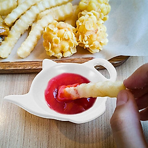 BESTonZON 2pcs Ceramic Tea Bag Saucer Spoon Stand Rev Coffee Ceramic Tea Bag Holder Teapot Shaped Tea Bag Holder Tea Bags Decor Soy Sushi Dipping Bowls Side Dish Bowl Tea Bag Coaster Classic