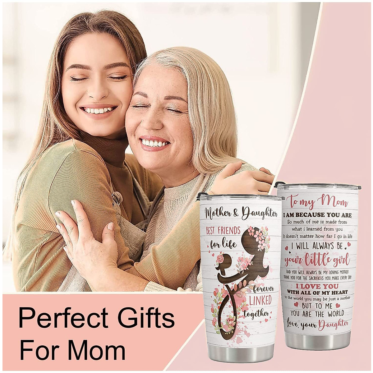 Macorner Mothers Day Gifts - Birthday, Christmas Gifts for Mom - Mothers Day Gifts For Mom From Daughter - - Stainless Steel Tumbler 20oz - Symbol Daughter and Mom Tumbler 20 oz