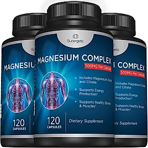 Premium Magnesium Citrate Capsules – Powerful 500mg Magnesium Oxide & Citrate Supplement – Helps Support Healthy Bones, Muscles, Teeth, Energy & Relaxation – 120 Vegetable Capsules