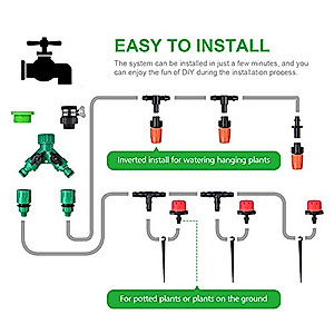 Kavolet Drip Irrigation Kit,131FT Garden Irrigation System, Garden Courtyard Automatic Watering System, Adjustable Watering Sprayer Dripper Kit,for Garden Greenhouse Flower Bed Patio Landscape