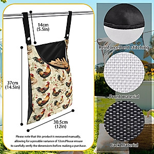 Goronwyfloyd Multi Chicken Clothespin Bag with Hanging Button Clothesline Outdoor Organizer, Clothes Pin Bag for Line, Hanging Laundry Accessory, Pins Storage Bag Organizer