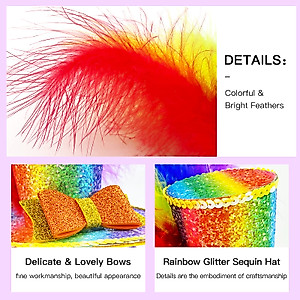 Fikinise Rainbow Feather Headband Top Hat for Women Girls Material, Mardi Gras Carnival Party, Birthday, Cosplay, Halloween Hat Accessory