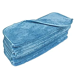 Eurow Double Density Microfiber Soft Fluffy Absorbent Shag Towels Scratchless Cleaning Drying Detailing 700GSM 12 X 16 Inches 10 Pack