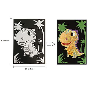 VHALE Foil Art Craft Kit 6 Pack Sticker Picture (9.5 x 6.5 inch), 48 Foil Sheets and 6 Skewers, Peel and Paste Sparkly Foil Art, Classroom Arts and Crafts, Great Travel Toys, Kids Party Favors