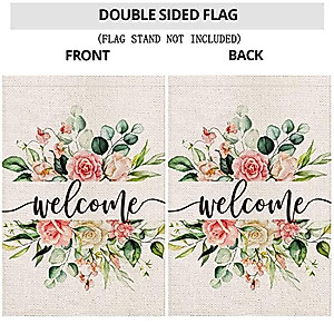 EKOREST Spring Garden Flag 12x18 Inch Double Sided,Welcome Flowers Small Yard Flag for Outdoor, Summer Seasonal Decors for Outside Anniversary Wedding Farmhouse Holiday