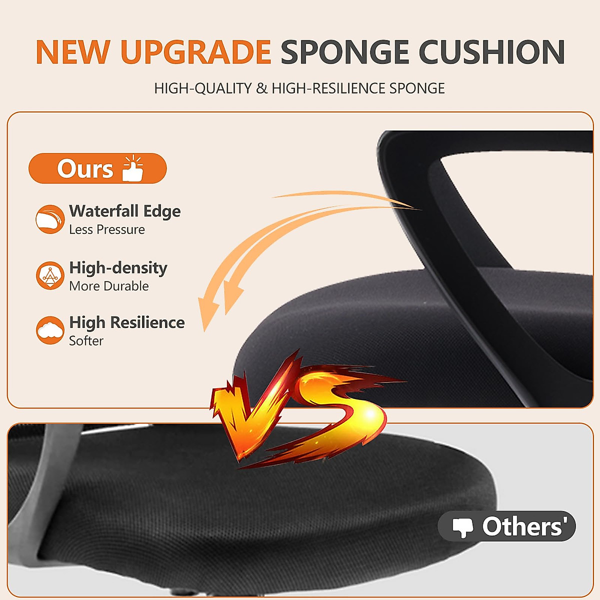 Sweetcrispy Office Desk Chair No Wheels, Stationary Non Rolling Mesh Mid Back Computer Guest Side Chair with Lumbar Support for Home Waiting Area Reception Conference Room Bedroom Carpet Kids