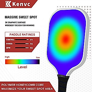 Kenvc Pickleball Paddles, Lightweight Pickleball Paddles Set of 2/4, 3K Carbon Fiber, Graphite Pickleball Paddle Face, Honeycomb Core, 4 Balls, 1 Carry Bag, Pickleball Set for Women Men