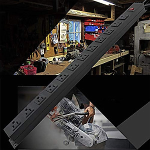 12-Outlets Heavy Duty Power Strip with 6 Ft UL 14AWG Cord Straight Plug for Commercial, Industrial, School and Home,15A 125V 1875W ,ETL Certification, Black