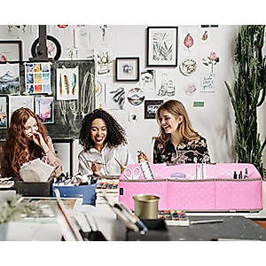 Ginsco Dust Cover Compatible with Cricut Explore Air 2, Cricut Maker 3, Cricut Explore 3, Cover with 3 Front Pockets for Accessories Supplies Tools Pens Pink