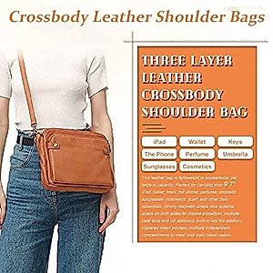 Crossbody Leather Shoulder Bags and Clutches, 3 Layer Crossbody Leather Shoulder Bags and Clutches (Red)