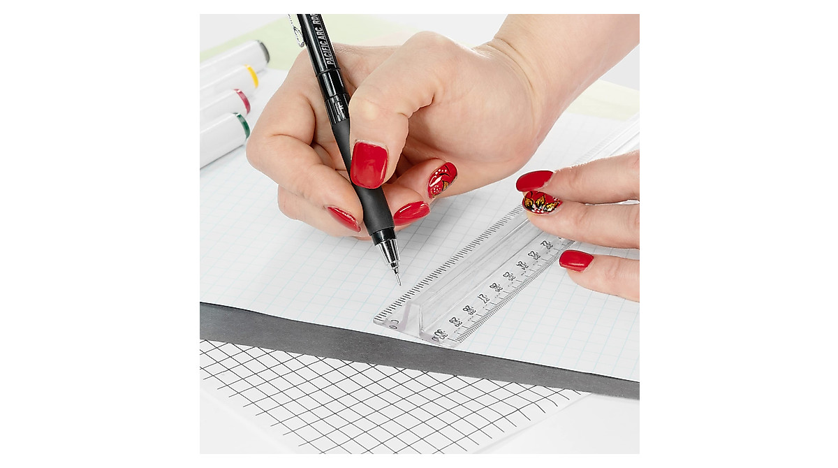 Pacific Arc Finger Grip Ruler 12 Inch for Drafting & Engineering