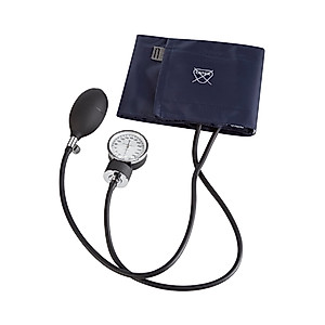 McKesson Basic Pocket Aneroid Sphygmomanometer - Blood Pressure Gauge and Cuff, 2 Tubes, for Adults, Navy Blue - Large Cuff, 23 cm to 40 cm, 21.6 in Long Tubes, 1 Count