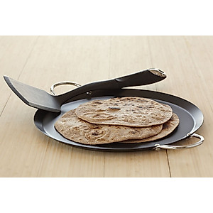 IMUSA USA CAR-52023 13.5" Nonstick Carbon Steel Small Round Comal with Metal Handles, Black