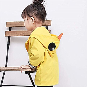 CM C&M WODRO Toddler Baby Boy Girl Duck Rain Jacket Cute Cartoon Yellow Raincoat Hoodie Kids Coat Fall Winter School Outfit (Yellow, 90 (2T))
