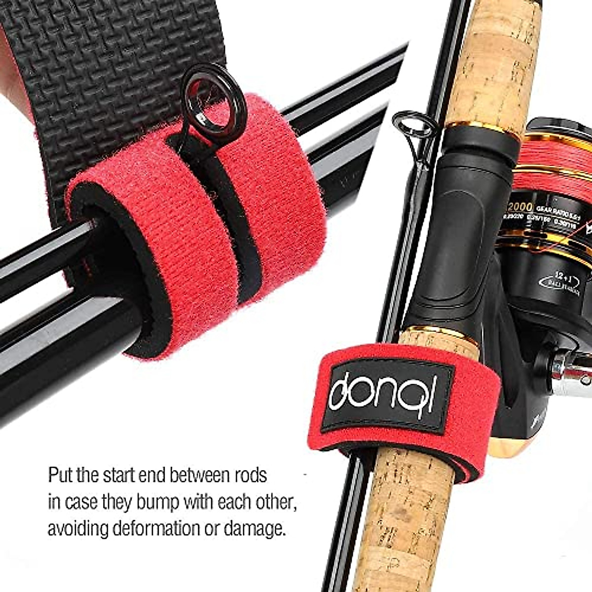 DONQL Fishing Belt Fishing Rod Ties Stretchy Rod Straps Fishing Rod Belt Holders for Casting Rods (3Colors,6Pcs) (3 Colors)