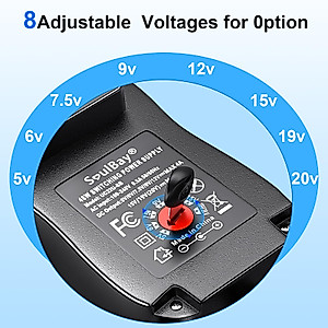 SoulBay 48W Universal AC Adapter DC 5V 6V 7.5V 9V 12V 15V 19V 20V Switching Power Supply 100-240VAC Input US Plug Transformer with 11 Tips for Household Electronics, USB-C & 5.5 * 2.1mm Included