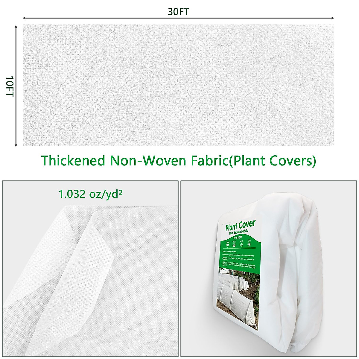 HAINANSTRY Plant Covers Freeze Protection, 10Ft x 30Ft Frost Cloth Plant Freeze Protection, Frost Blankets for Outdoor Plants, Garden Non-Woven Fabrics Plant Cover for Winter Frost Protection