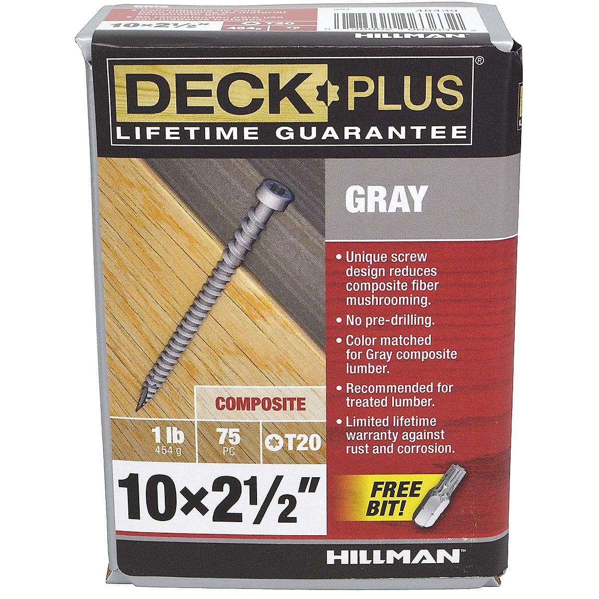 HILLMAN FASTENERS 48439 Deck Screws, Gray, 75 Piece