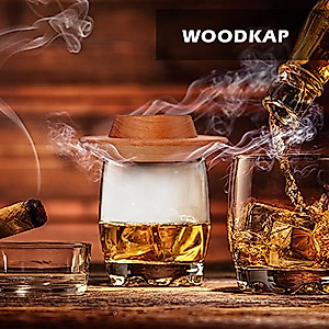 Woodkap Cocktail Smoker Kit with Cherry Wood Chips, Old Fashioned Drink Smoker Infuser Kit, Aged and Charred Smoker for Smoke Infusion in Cocktail, Whiskey, Bourbon - Whiskey Gifts for Men