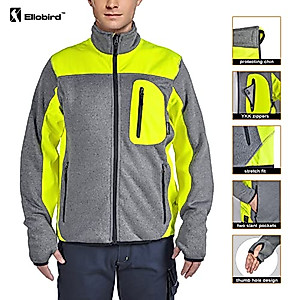 Ellobird Mens Knitted and Polar Fleece Lined Jacket, Slim fit Zip up Lightweight Winter warm Fleece, Men Fashion Streetwear Golf Sweatshirt with Pockets.