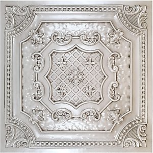 Faux Tin Glue up or Drop in Ceiling Tile TD04 Antique White. Pack of 10 2'X2' tiles ~ 40 sq.ft. Easy to install PVC panels, great for DIY projects. Gorgeous antique vintage look ceilings 3D wall decor